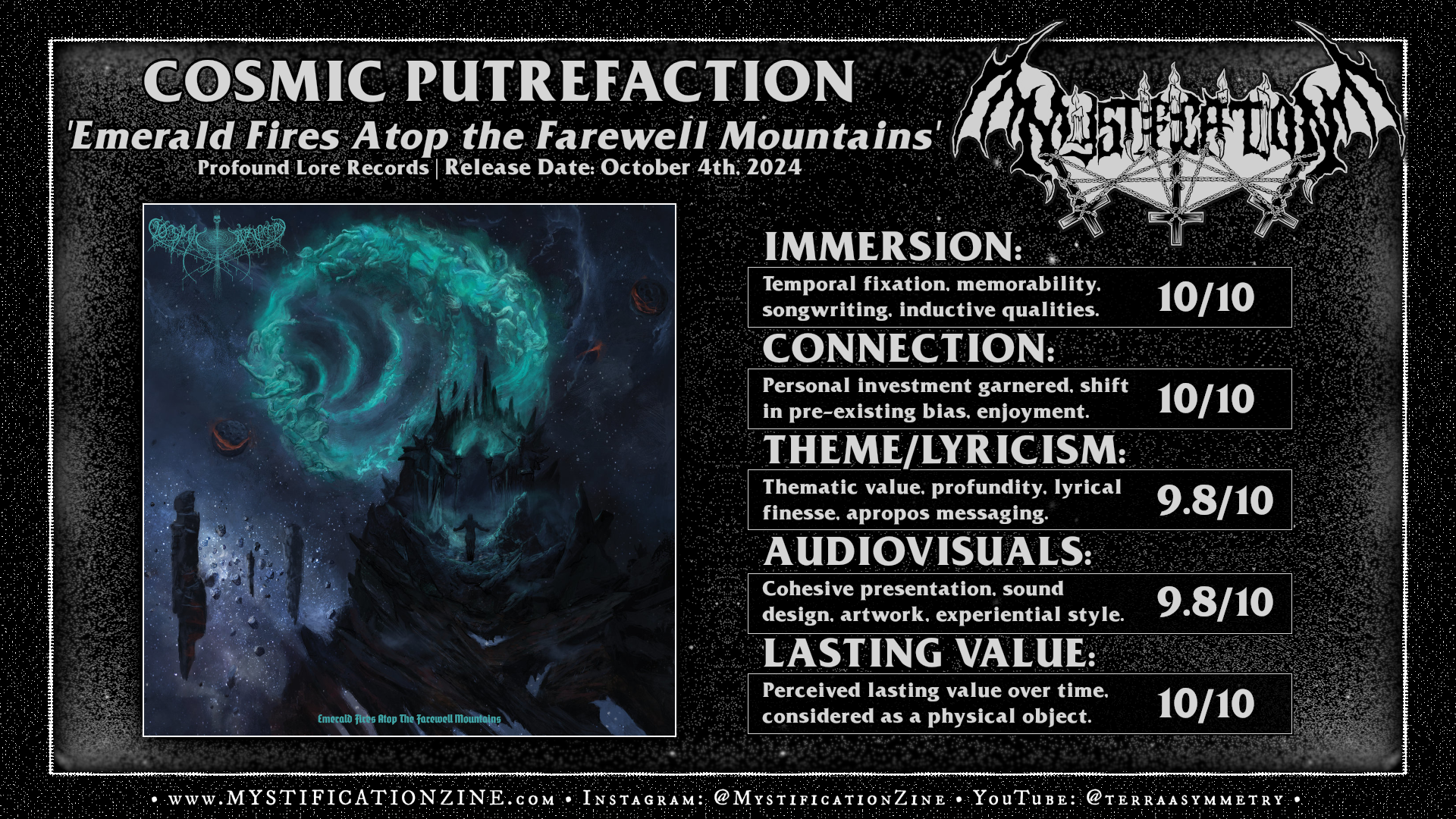 COSMIC PUTREFACTION – Emerald Fires Atop the Farewell Mountains (2024 ...